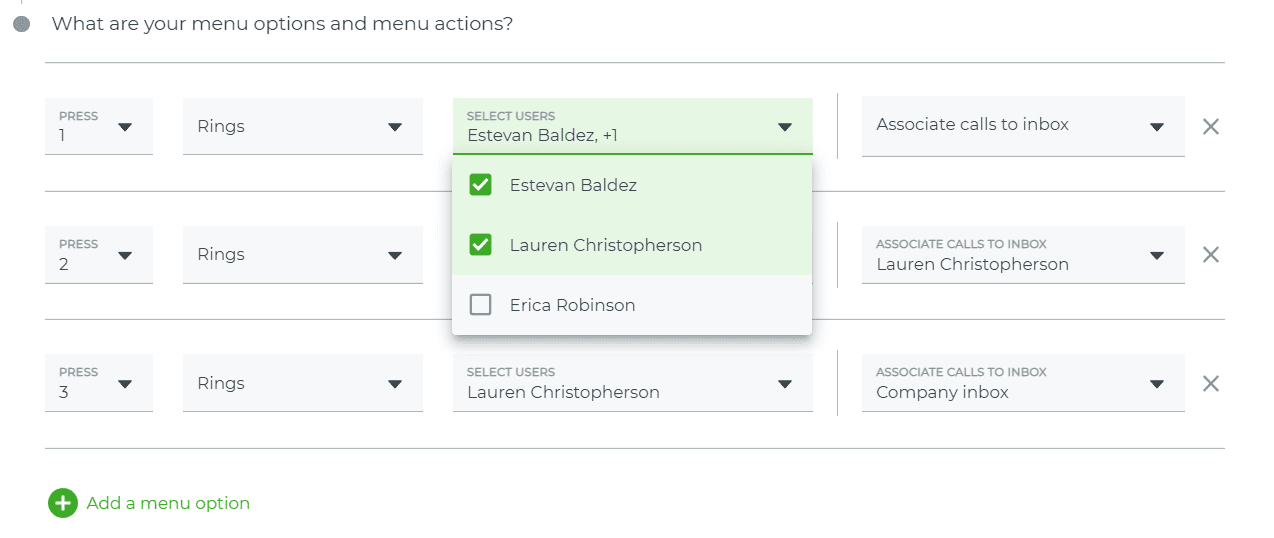 How do I set up a menu for callers?
