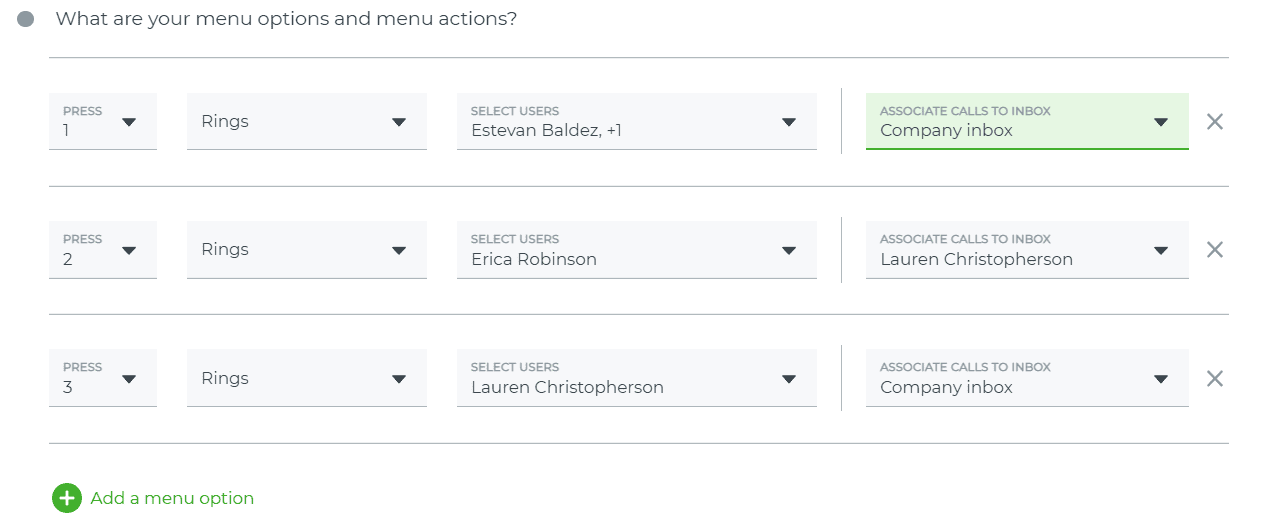 How do I set up a menu for callers?