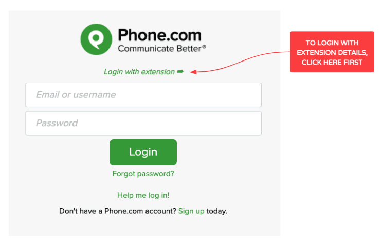 How can I log in to my Phone.com applications?