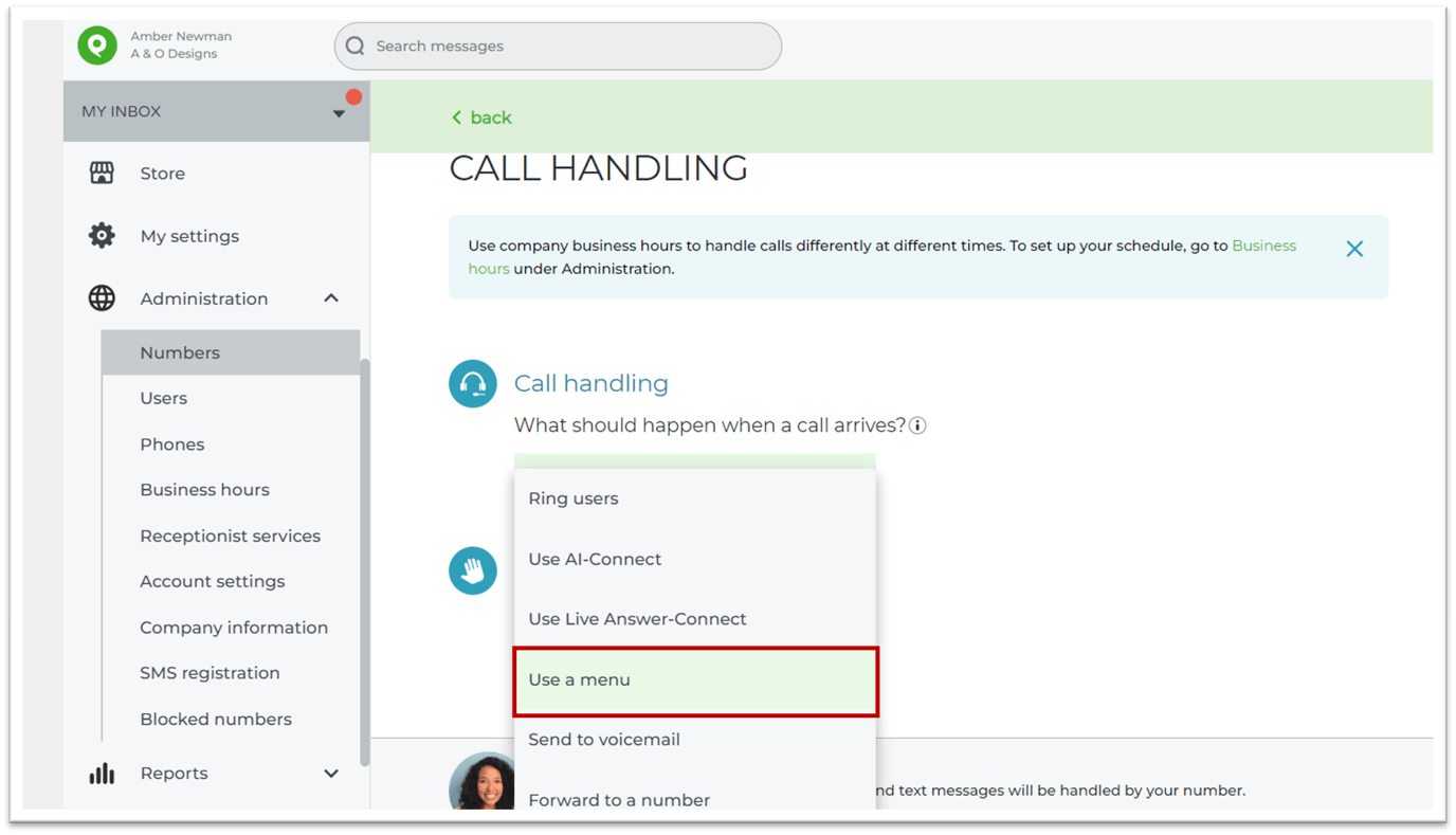 How do I set up a menu for callers?